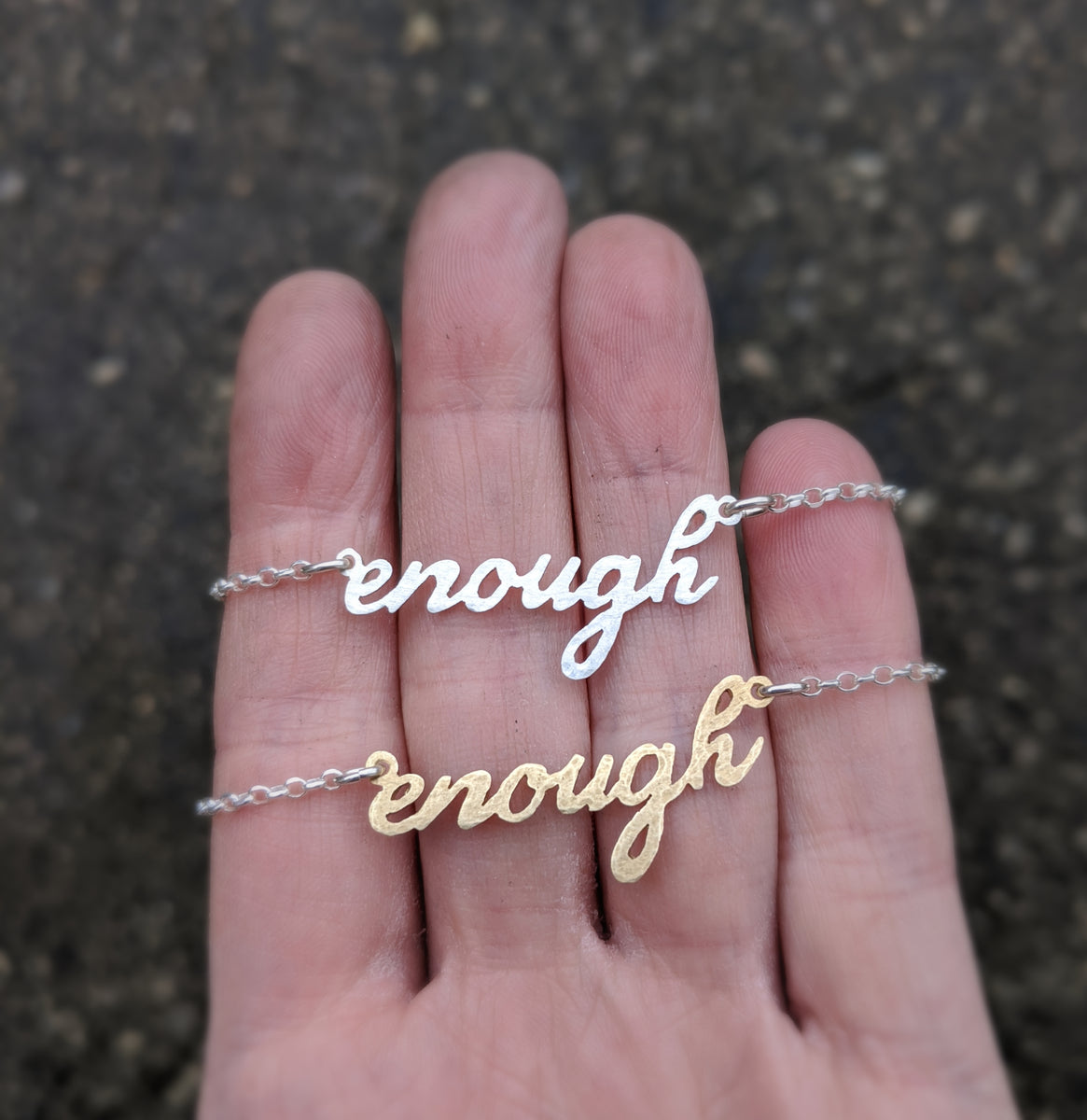 You are Enough - cursive mantra necklace – StrayStones